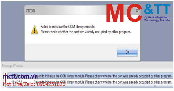 Lỗi “Failed to initialize the COM library module” trong phần mềm CICON | MC&TT Co., Ltd