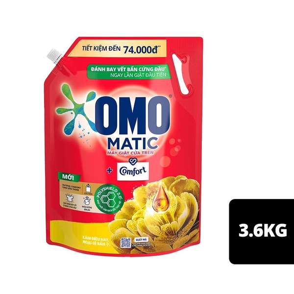 Nước giặt Omo Matic Comfort cửa trên tinh dầu thơm, túi 3.6kg 5 Phút Mart