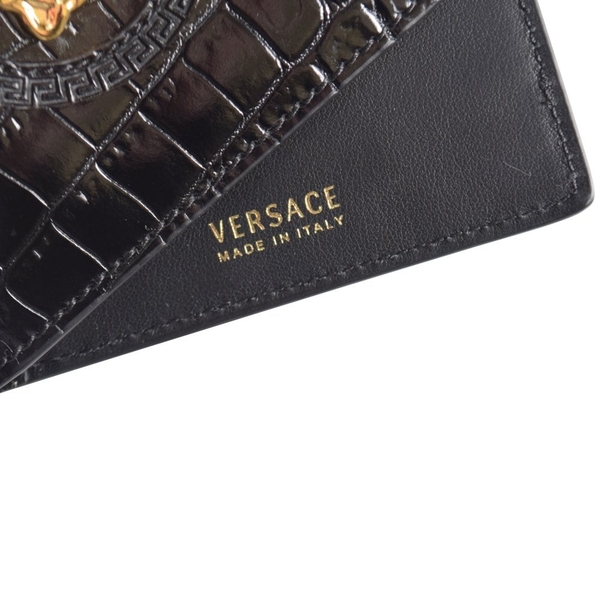 VERSACE Black Grained Leather Medusa Wallet Đông Vũ Authentic