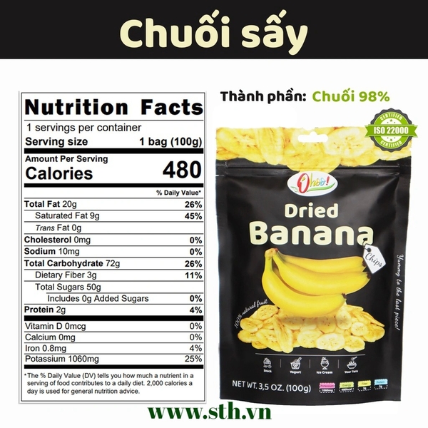 Chuối sấy khô Ohoo 100g