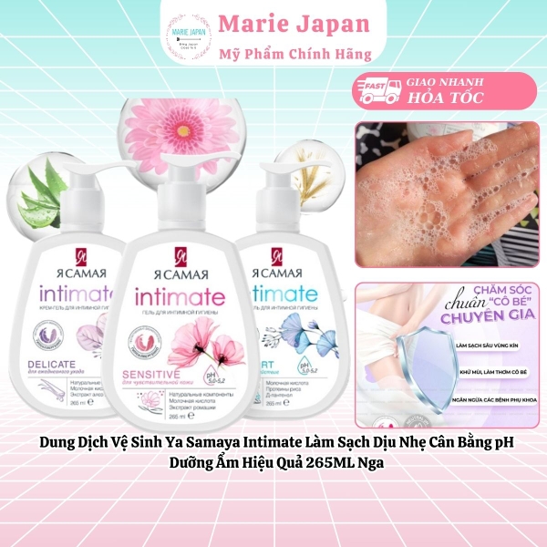 Dung Dịch Vệ Sinh Ya Samaya Intimate Làm Sạch Dịu Nhẹ Cân Bằng pH Dưỡng Ẩm Hiệu Quả 265ML Nga