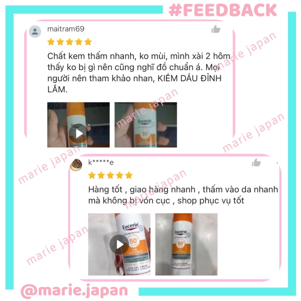 Kem Chống Nắng Eucerin Da Dầu Mụn SPF 50+ Đức 50ml