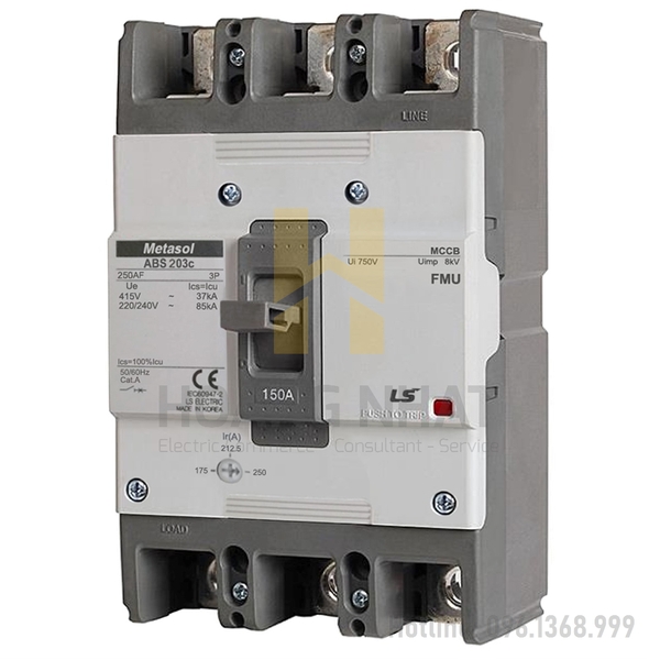 Aptomat MCCB ABS203c FMU 3P 200A 37kA LS