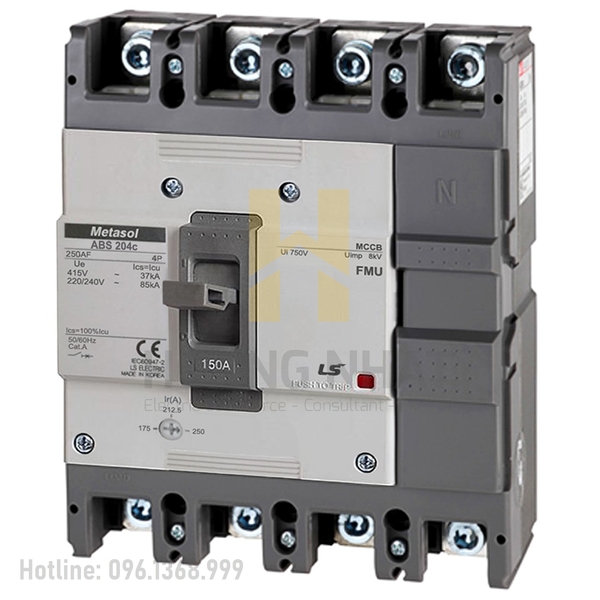 Aptomat MCCB ABS204c FMU 4P 200A 37kA LS