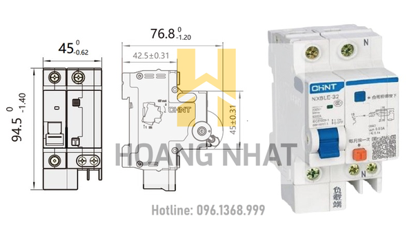 Aptomat chống rò RCBO NXBLE-32 1P+N 10A 30mA 6kA Chint