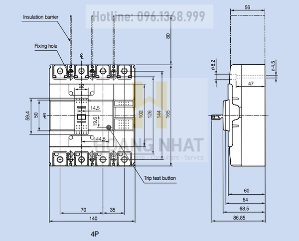Aptomat MCCB ABN204c 4P 200A 30kA LS