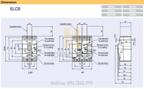 Aptomat ELCB EBS52Fb 2P 50A 5kA LS