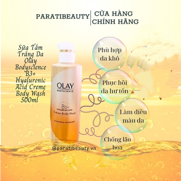 HLK Sữa Tắm Olay Bodyscience B3+ Hyaluronic Acid Creme Body Wash 500ml ...