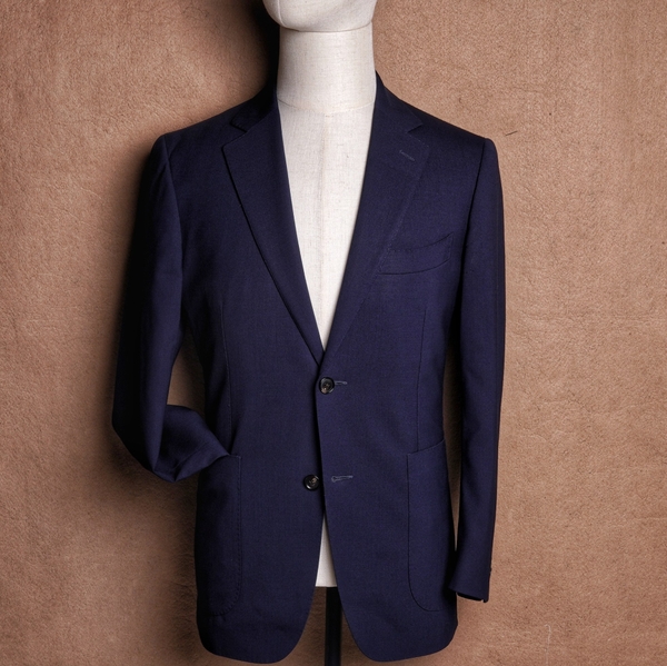 Navy Hopsack Wool Cerruti fabric - Suitsupply