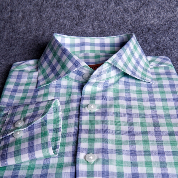 Special Blue Green Check Cotton Shirt