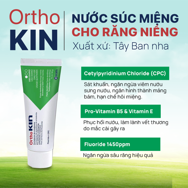 Kem Đánh Răng Ortho Kin Cho Răng Niềng, Chỉnh Nha 75ml