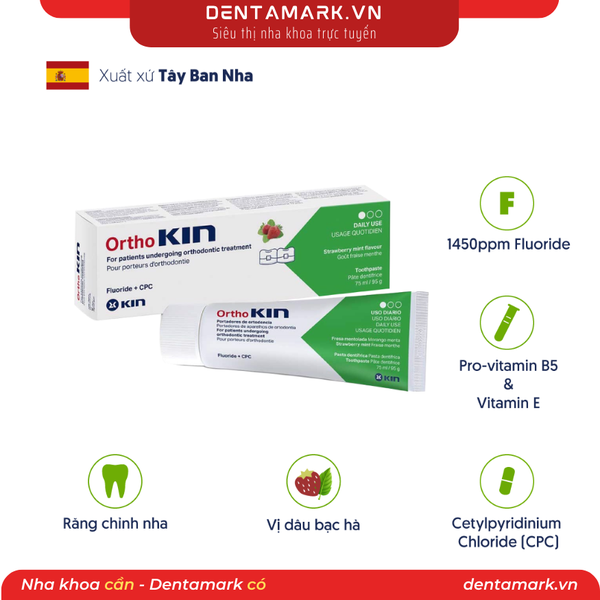 Kem Đánh Răng Ortho Kin Cho Răng Niềng, Chỉnh Nha 75ml