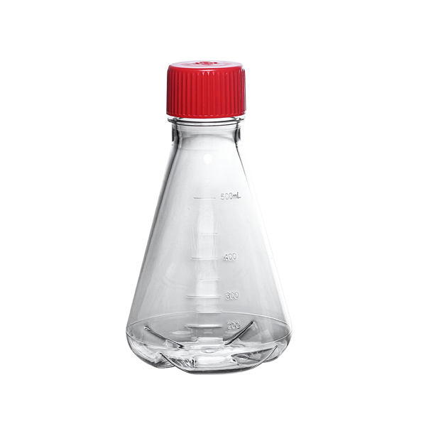 Triangular cell culture flask, breathable cover, PC, with baffle