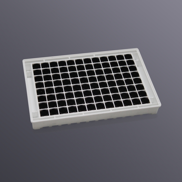 96-well detachable microtiter plate, black plate with black background ...