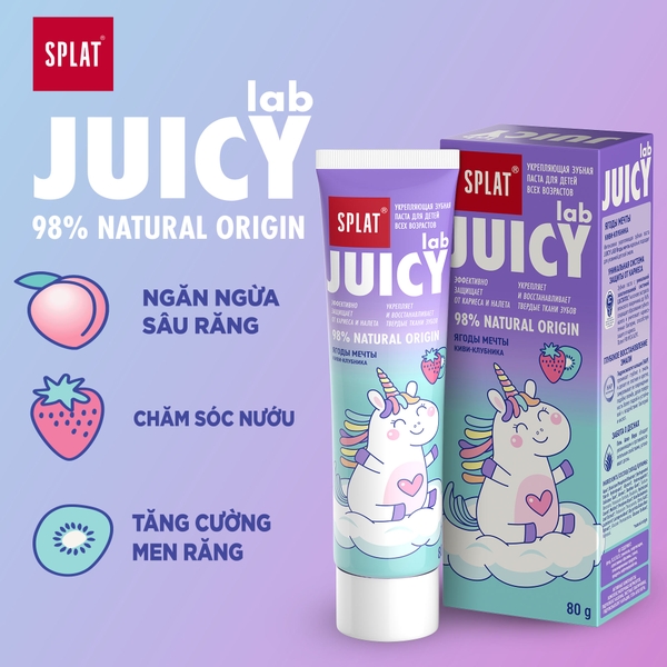 SPLAT JUICY LAB KEM ĐÁNH RĂNG TỰ NHIÊN DREAM BERRIES CHO TRẺ EM 80g