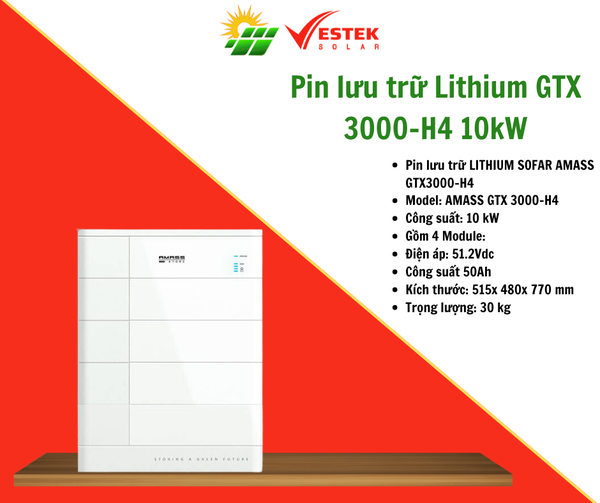 Pin lưu trữ Lithium GTX 3000-H4 10kW