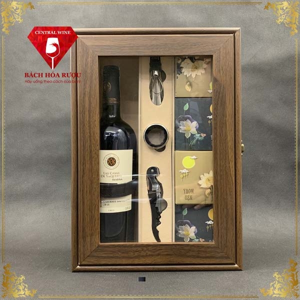 Hộp Quà Rượu Vang Bằng Gỗ Đôi Mặt Kính Cao Cấp