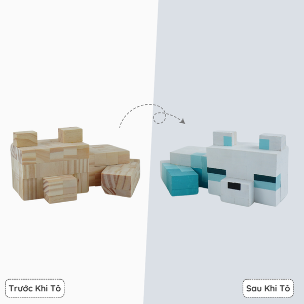 p1. (DIY) Kit Tô Màu Minecraft Cáo Tuyết (size M)