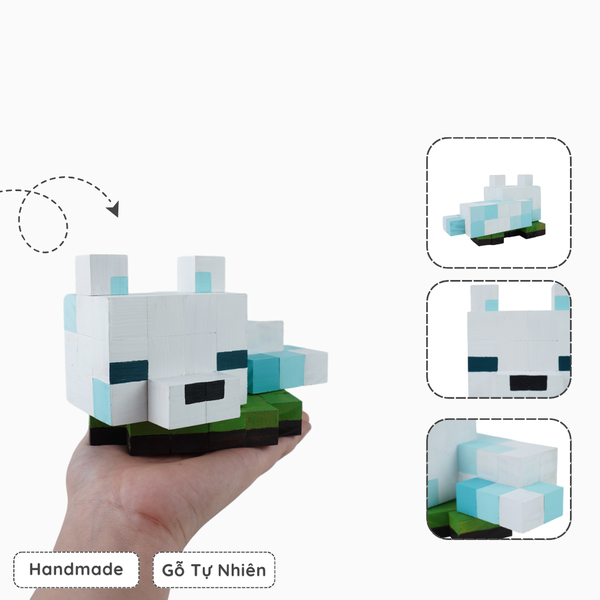 p6. Mô Hình Gỗ Minecraft Cáo Tuyết (size s)
