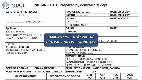 Packing list là gì? Vai trò packing list trong xuất nhập khẩu? | MDCT ...