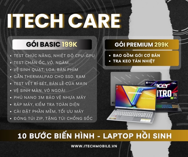 𝐢𝐓𝐄𝐂𝐇 𝐂𝐀𝐑𝐄 | 10 BƯỚC BIẾN HÌNH - LAPTOP HỒI SINH