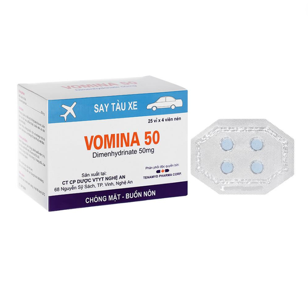Say xe Vomina Plus 50mg Medipharco Nam Việt