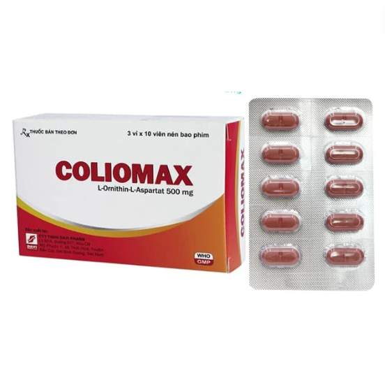 Coliomax 500mg (L-ornithine-L-aspartate 500mg) H.6v*10v Davipharm Nam Việt