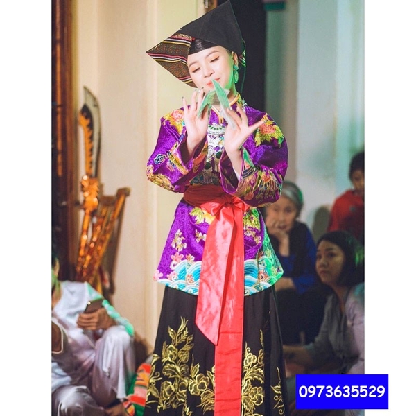 Đai lụa trơn hầu đồng cực đẹp cắt vạt chéo dài 3m5