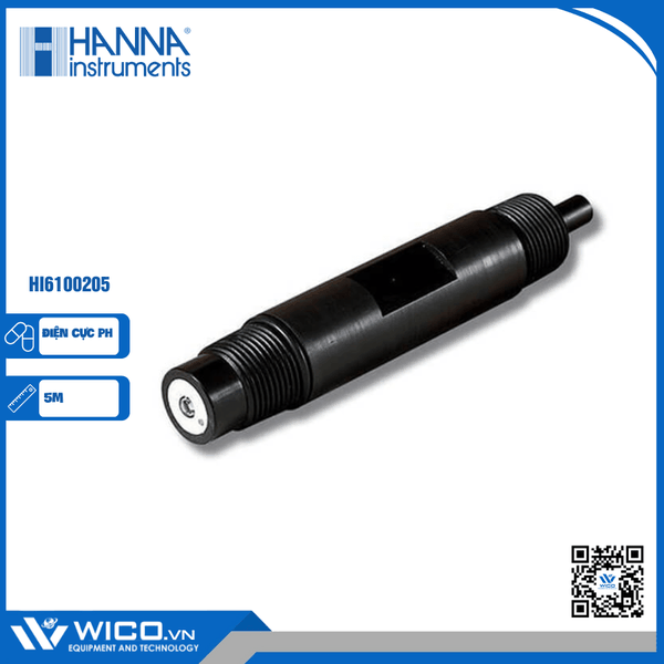 Điện Cực pH Phẳng (0-20pH) AmpHel® Dùng Pin, Cáp Dài 5m HI6100205 HANNA ...