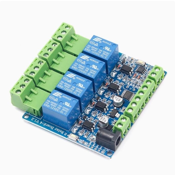 Module relay 4 kênh 12V giao tiếp modbus RTU RS485 | Thế Giới Module