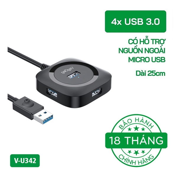 HUB USB VegGieg USB 3.0 ra 4 Cổng USB 3.0 V-U342