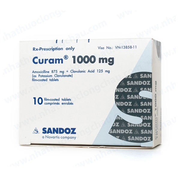 Curam 1000mg trị nhiễm khuẩn (5 vỉ x 2 viên) Nhà thuốc Ngọc Trang