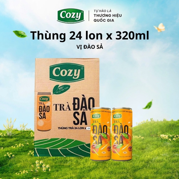 Trà cozy lon đào sả ong 330ml/24