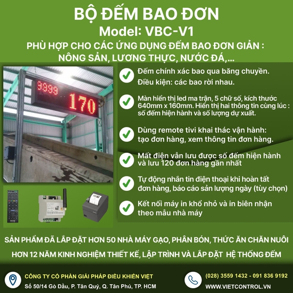 Bộ đếm bao đơn. Model: VBC-V1