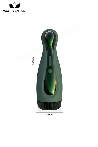 SMT780 - Cốc thủ dâm silicon tự động rung bú mút màu xanh dài 257mm