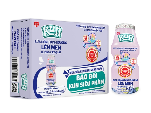 Sữa uống dinh dưỡng lên men Kun vị việt quất 100ml HQ Foods & Drinks