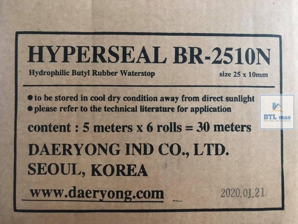 HYPERSEAL BR 2510 NC - Thanh cao su trương nở chống thấm mạch ngừng, cổ ...