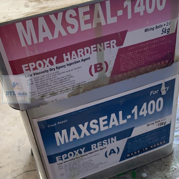 MaxSeal 1400 - Bộ 15kg - Keo Epoxy bơm sửa chữa khe nứt, hàn gắn kết ...