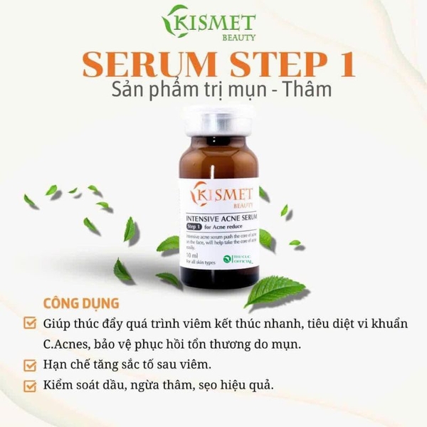Tế bào gốc giảm mụn Kismet Intensive Acne Serum Step 1 set 5 lọ 10ml