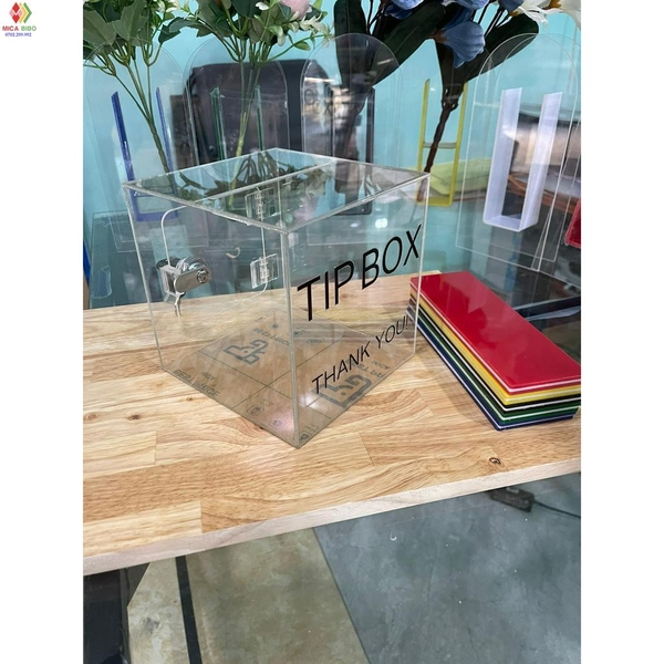 Thùng tip box mica, hộp tip box, có ổ khoá, nhiều màu sắc , nhiều kích ...