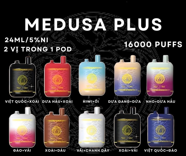 Review chi tiết pod 1 lần Medusa Plus 16000 Hơi (50mg)