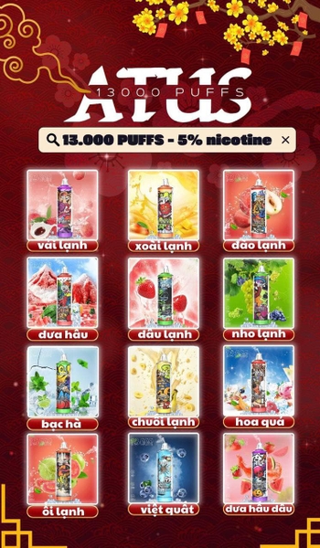 ATVS ATUS 13000 Hơi Dâu Lạnh (50mg) – Pod 1 Lần
