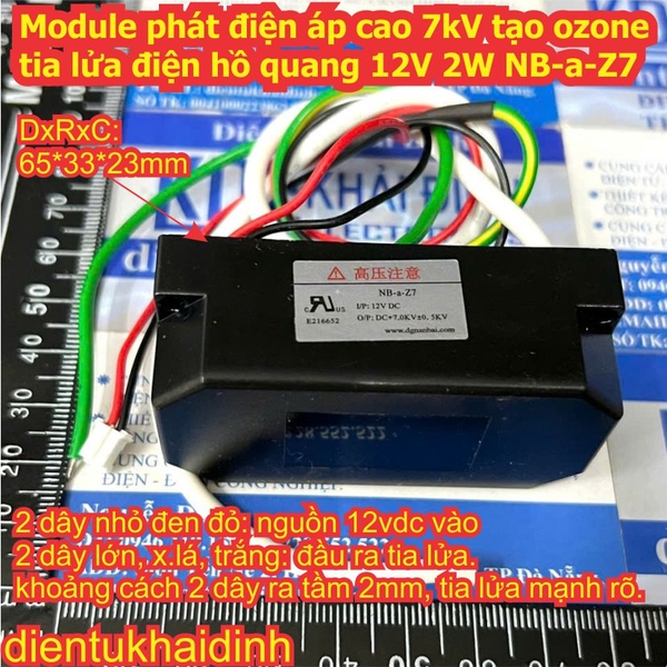 Module phát điện áp cao 7kV tạo ozone tia lửa điện hồ quang 12V 2W NB-a-Z7 kde0411