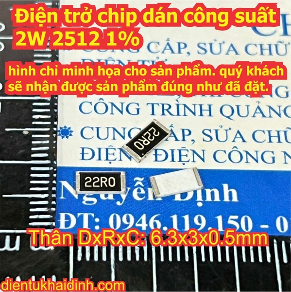 Điện trở chip dán công suất 2W 2512 1% 15R0 15 Ohm /22R0 22 Ohm kde0941
