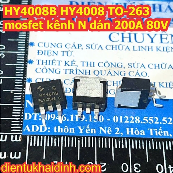 HY4008B HY4008 TO-263 mosfet kênh N dán 200A 80V kde1018