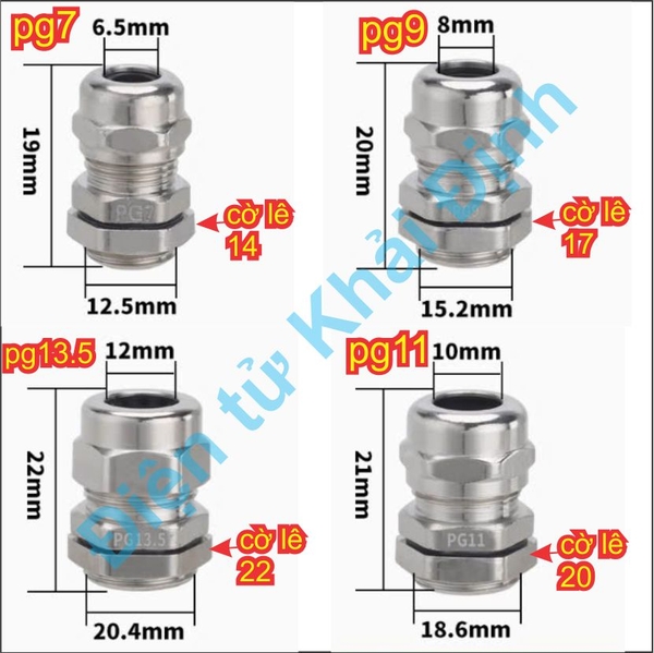 Ốc siết cáp gắn tủ điện PG bulong bảo vệ dây điện bằng kim loại inox không gỉ PG7 PG9 PG11 kde6957