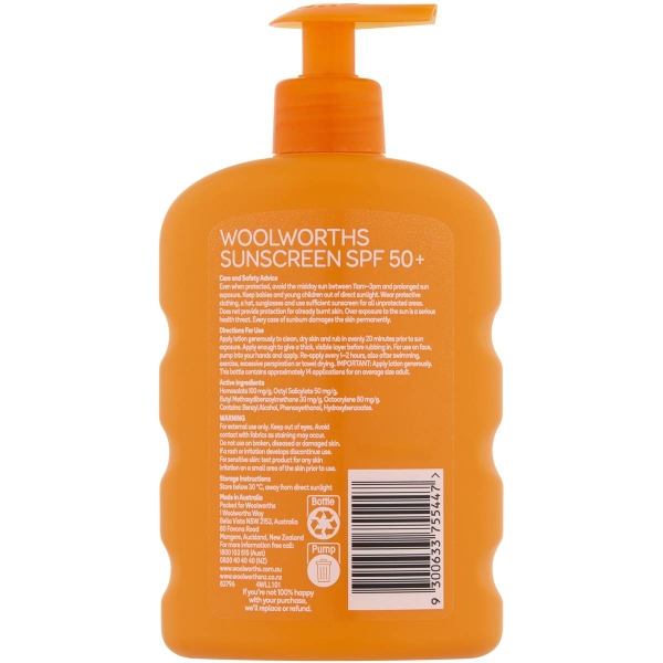 Woolworths Sunscreen Everyday Lotion SPF 50+ 500ml Australia Mart