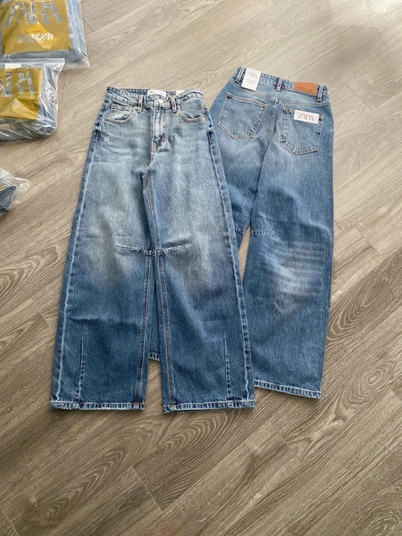 Quần Jean ZARA xanh ống rộng xanh mài Metis Casual