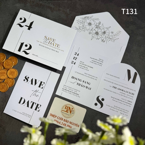 (T131) Thiệp cưới giá rẻ ruột gập đôi | Thiệp Cưới Bảo Nguyên