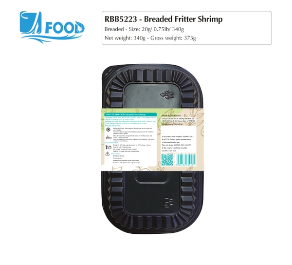 Tôm thẻ tẩm bột xù Size 20g, NW 340g (Khay)